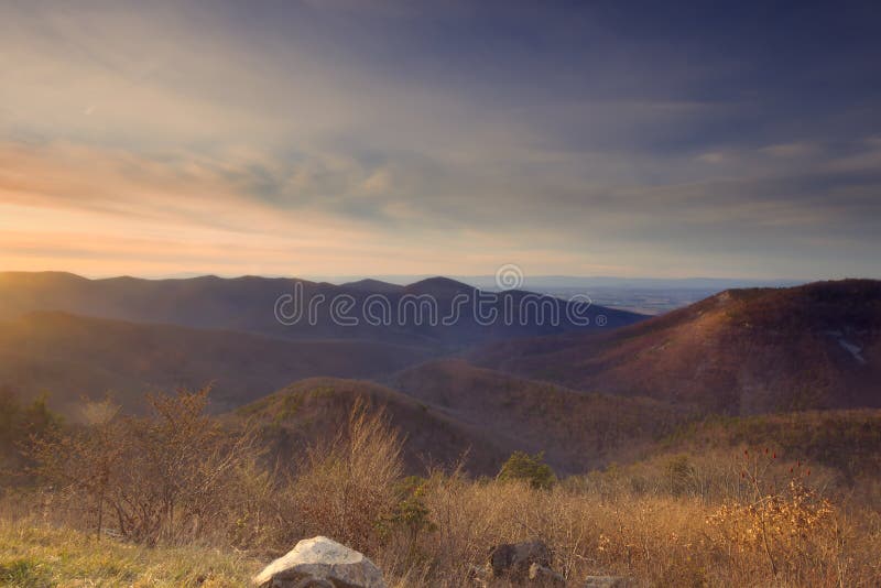 A Late Autumn Sunset Illuminates the Sky with Glorious Pastels Stock ...