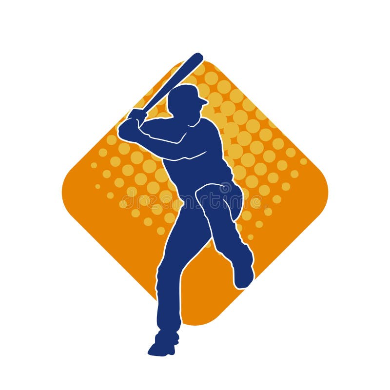 Silhouette of a Male Baseball Batter Player in Action Pose. Stock ...