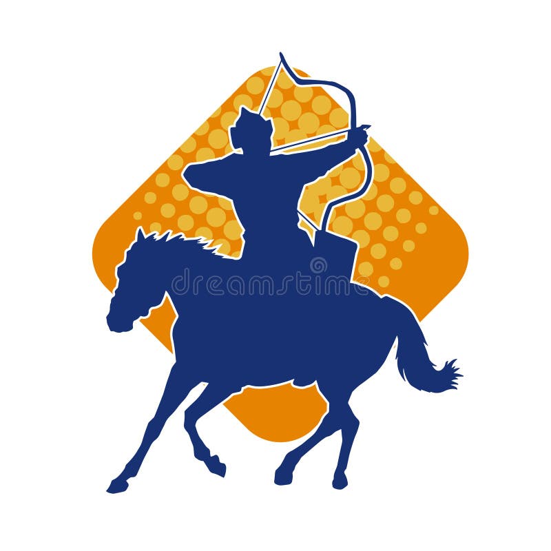 Silhouette of a Male Knight Cavalry Soldier Carrying Archery Weapon on ...