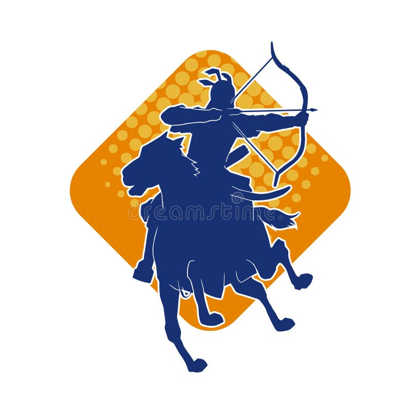 Silhouette of a Male Knight Cavalry Soldier Carrying Archery Weapon on ...
