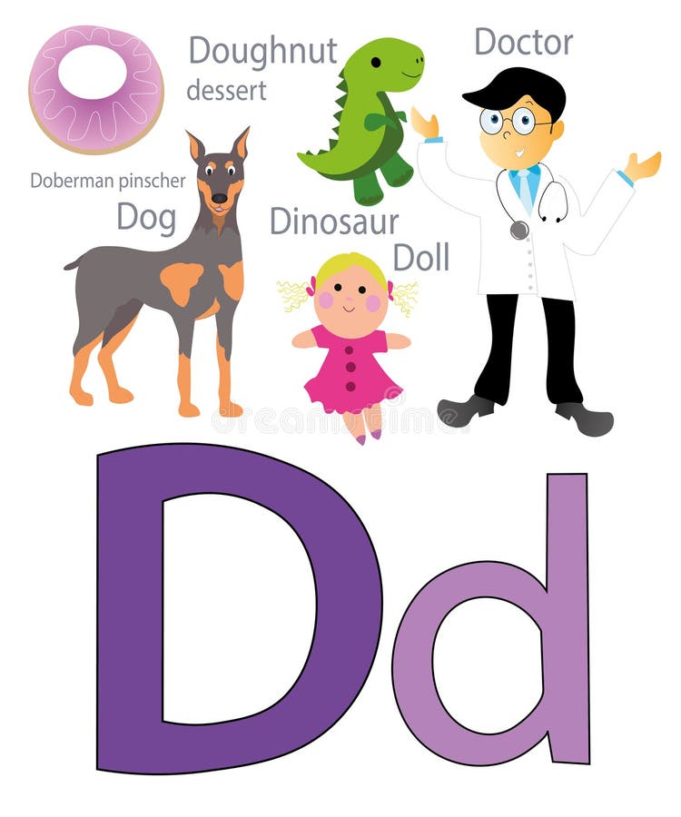 D for Words with Pictures stock illustration. Illustration of study ...