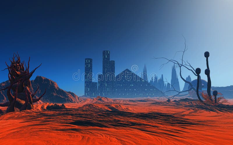 3D abstract alien planet stock illustration. Illustration of stars ...