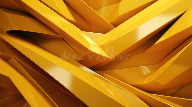 Abstract 3D Animation, Yellow Geometric Background, AI Generated Stock ...