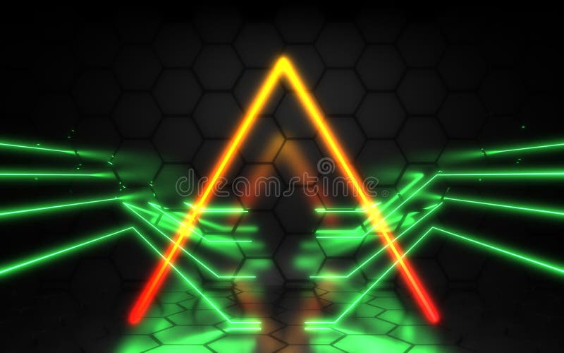 Abstract Architecture Background with Neon Light. 3d Illustration Stock ...