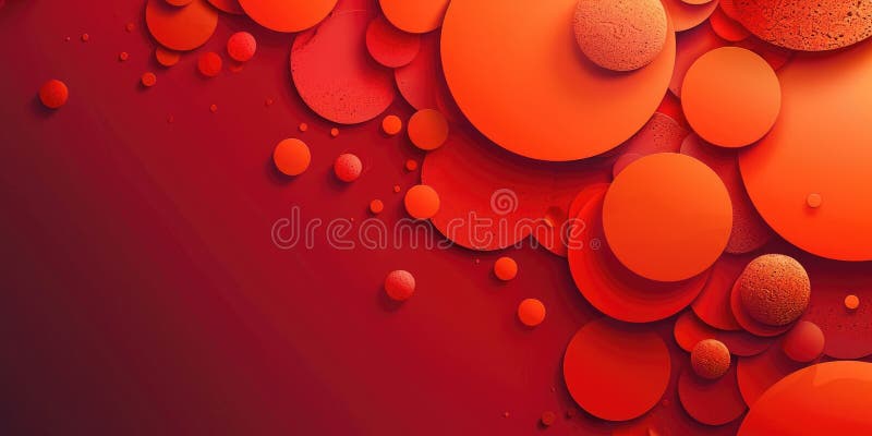 3D Abstract Art with Red and Orange Circular Shapes on a Dark ...