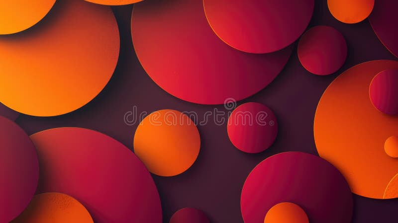 3D Abstract Art with Red and Orange Circular Shapes on a Dark ...
