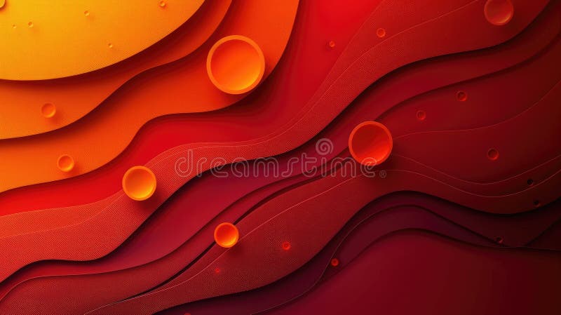 3D Abstract Art with Red and Orange Circular Shapes on a Dark ...