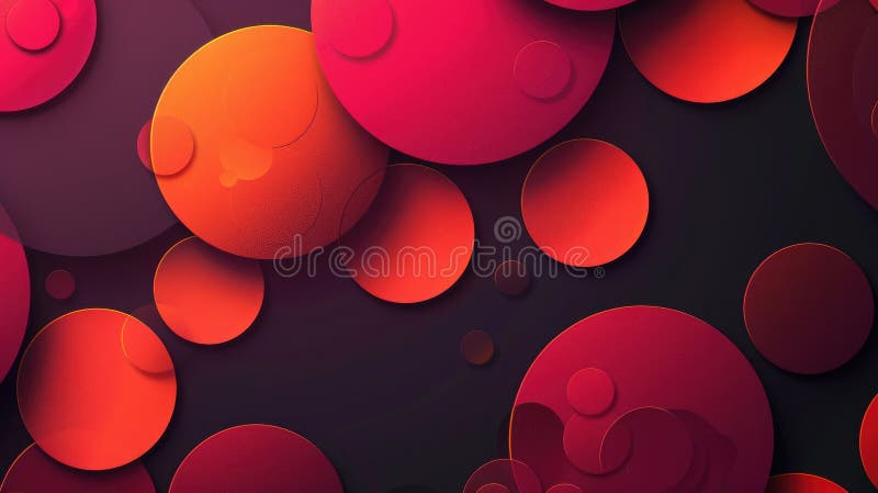 3D Abstract Art with Red and Orange Circular Shapes on a Dark ...