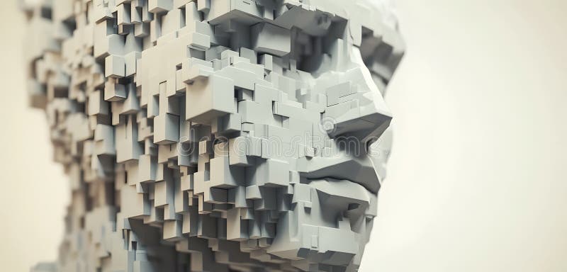 3D Abstract Artificial Intelligence Face Created with Advanced ...