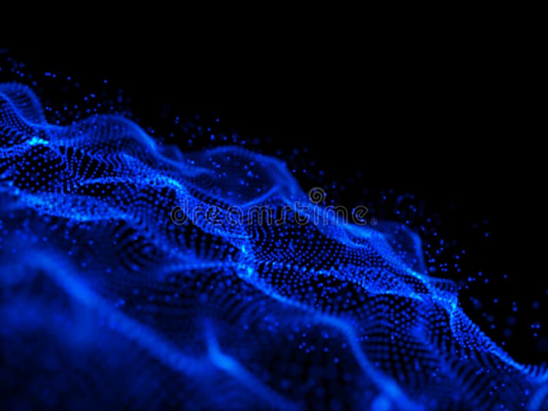 3D Abstract Background of Flowing Particles Stock Illustration ...