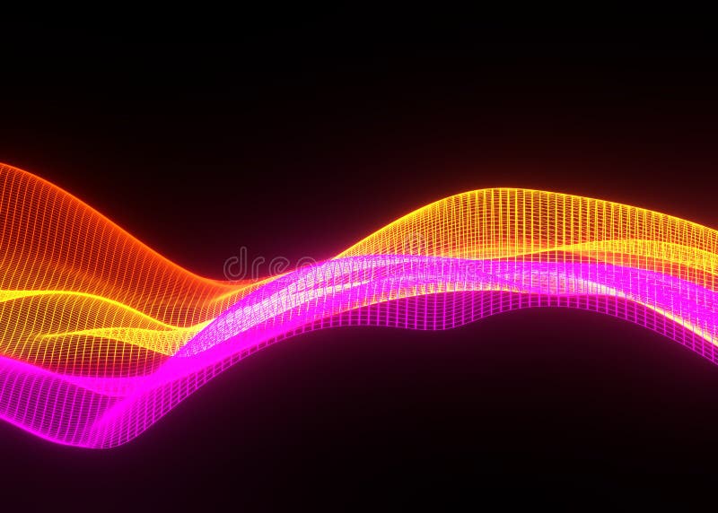 3d Abstract Background of Flying Neon Particles in Motion, Wavy Lines ...