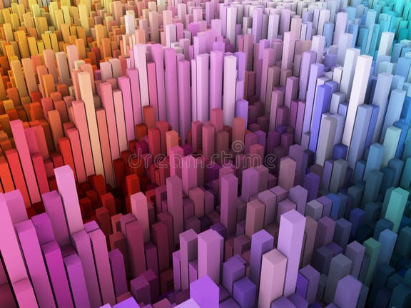 3D Abstract Background with Landscape of Blocks Stock Illustration ...