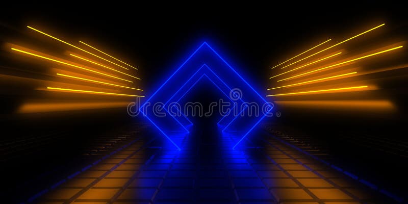 3D Abstract Background with Neon Lights. 3d Illustration Stock ...