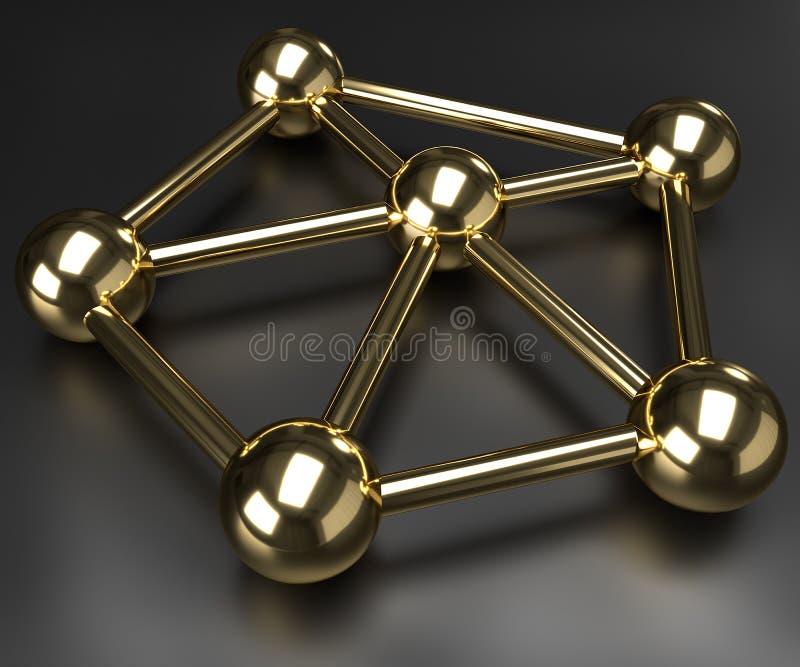 3d Abstract Background of a Pentagon Shaped Molecules and Atoms ...