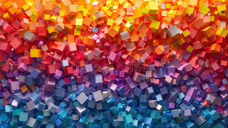 3D Abstract Background - Rainbow Color Cubes Stock Illustration ...