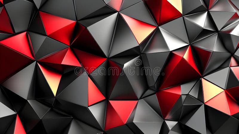 3D Abstract Background Red Black Triangles Geometric Design Illustration Stock Illustration ...