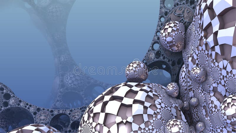3D Abstract Strange Shapes on Blue Background Stock Illustration ...