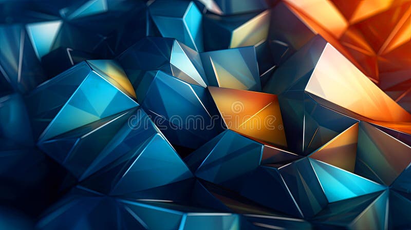 3d Abstract Background in the Style of Low Poly. Orange, Blue, Silver ...