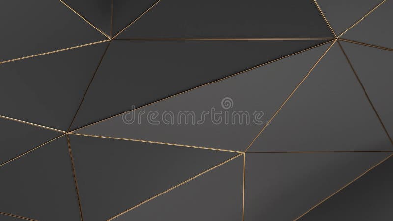3d Abstract Black and Gold Parametric Low Poly Triangle Background for ...