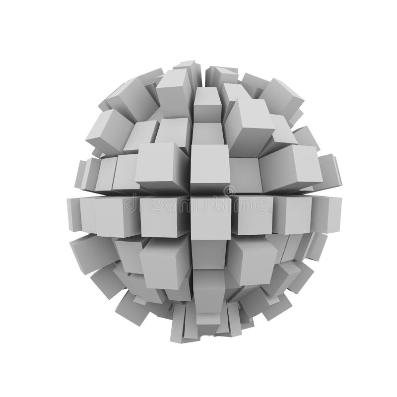 3d Abstract Block Cube Sphere Ball Stock Illustration - Illustration of ...