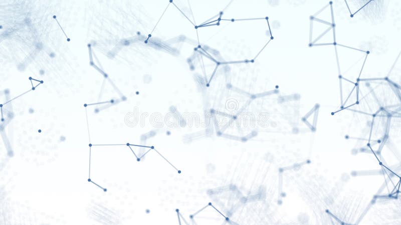 3D Abstract Blue Blurred Geometry Wireframe Network and Connecting Dot ...