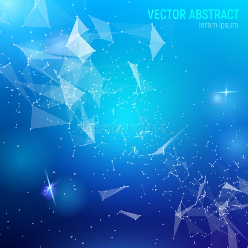 3D Abstract Blue Mesh Background with Lines, Lens Flares and Glowing ...