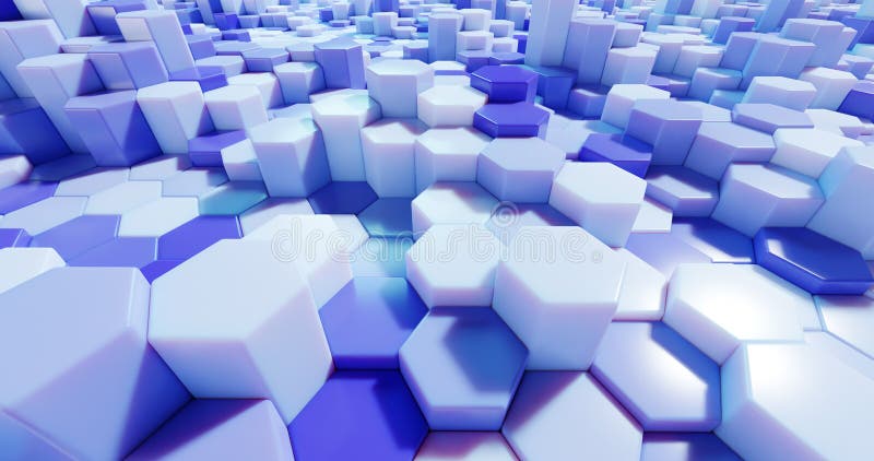 3d Abstract Blue Plastic Hexagon Block Environment Stock Illustration ...