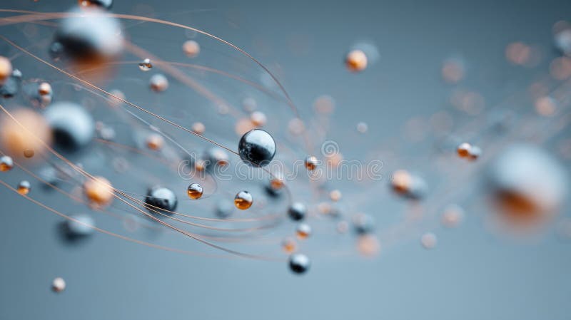 3D Abstract Blue Spheres Floating in Motion Stock Illustration ...