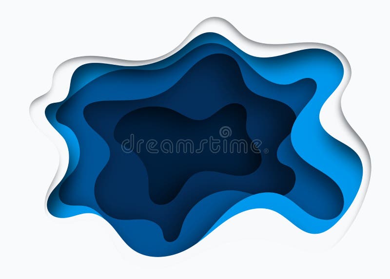 3D Abstract Blue Wave Background with Paper Cut Shapes. Vector Design ...