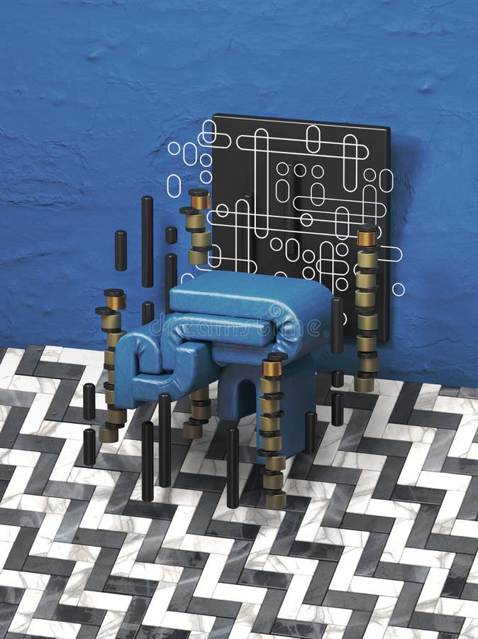 3d Abstract Composition with Geometric Forms Stock Illustration ...