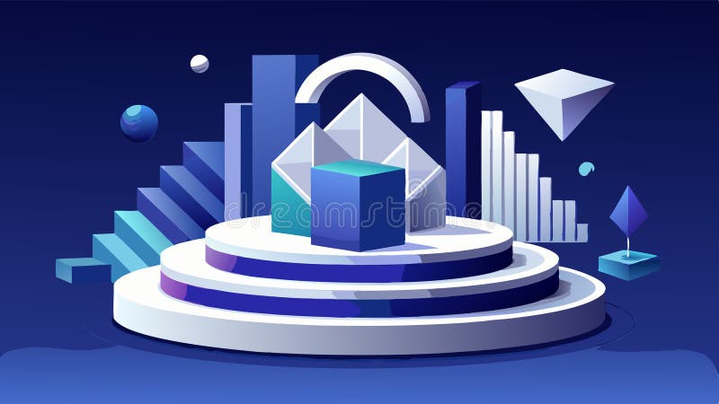 3d Abstract Composition, White Podium Display with Modern Geometric ...