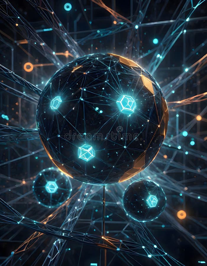 3d Abstract Blockchain Network Concept Generative Ai Stock