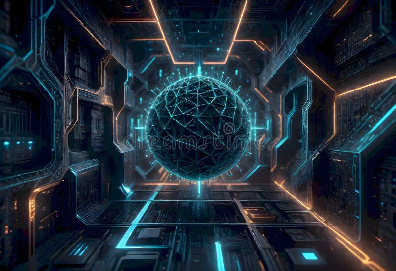 3d Abstract Blockchain Network Concept Generative Ai Stock