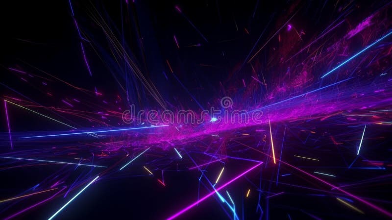 3d Abstract Cosmic Background, Ultra Violet Neon Rays, Glowing Lines ...