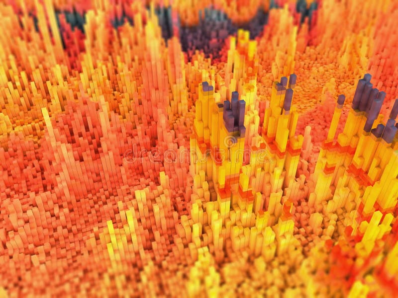 3D Abstract Cube Landscape with Shallow Depth of Field Stock ...
