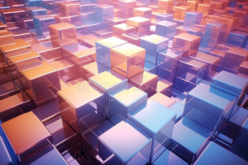 3D Abstract Cube Pattern, Pastel Tones, Isometric View Stock ...