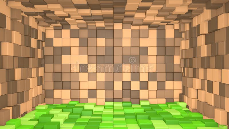 3D Abstract Cubes. Video Game Geometric Mosaic Waves Pattern ...