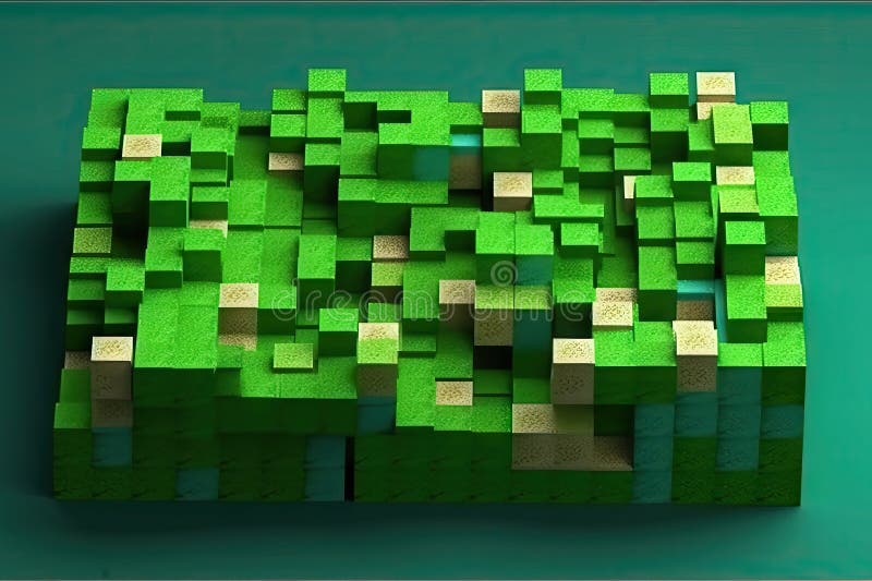 3D Abstract Cubes Video Game Geometric Mosaic Waves Pattern ...