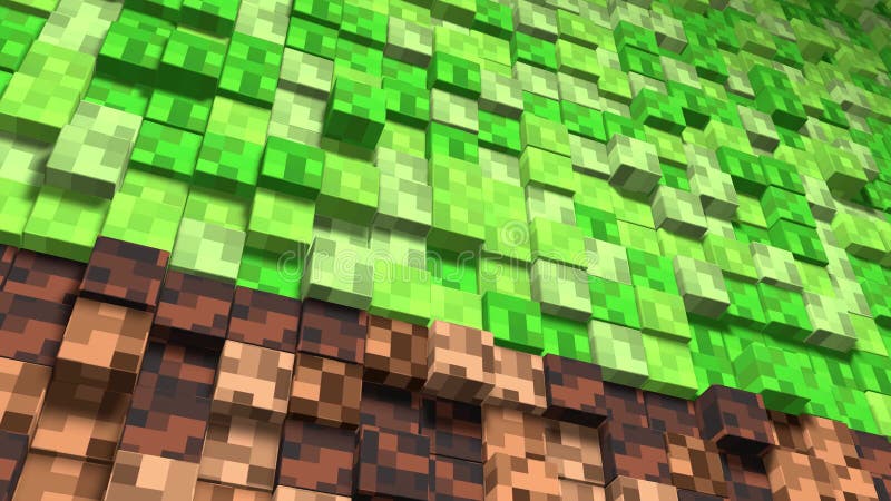 3D Abstract Cubes. Video Game Minecraft Geometric Mosaic Waves Pattern ...