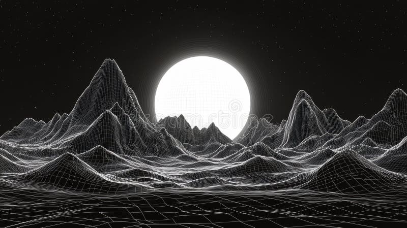 A 3D Abstract Design in Black and White, Featuring a Retro 80s and 90s ...