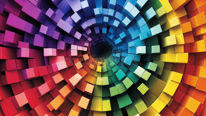 3D Abstract Design Featuring Colorful Blocks Arranged in a Vortex ...