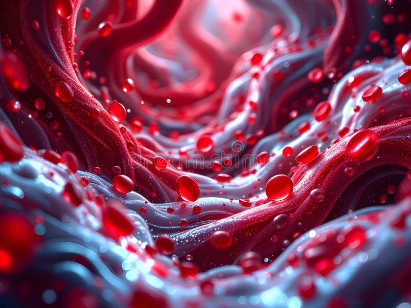 A 3D Abstract Design with Dynamic Flow of Red Blood Cells, Platelets ...