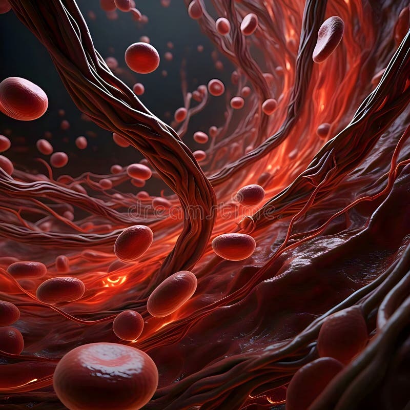 A 3D Abstract Design with Dynamic Flow of Red Blood Cells, Platelets ...