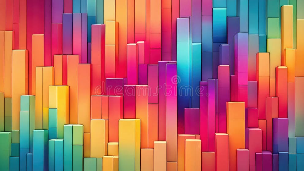 3D Abstract Digital Artwork Consisting of Diagonal Rectangular Gradient ...