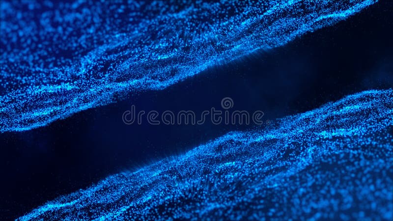 3D Abstract Digital Technology Animated Blue Light Particles on Blue ...