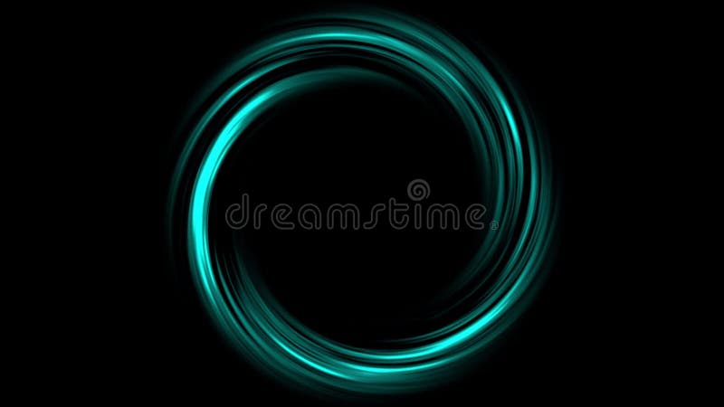 3D Abstract Digital Technology Animated Circle Green Light on Black ...