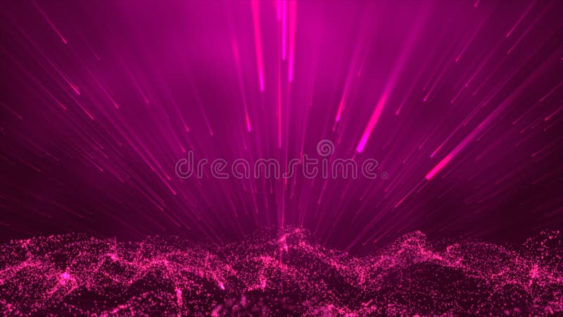 3D Abstract Digital Technology Animated Pink Light Particles on Pink ...
