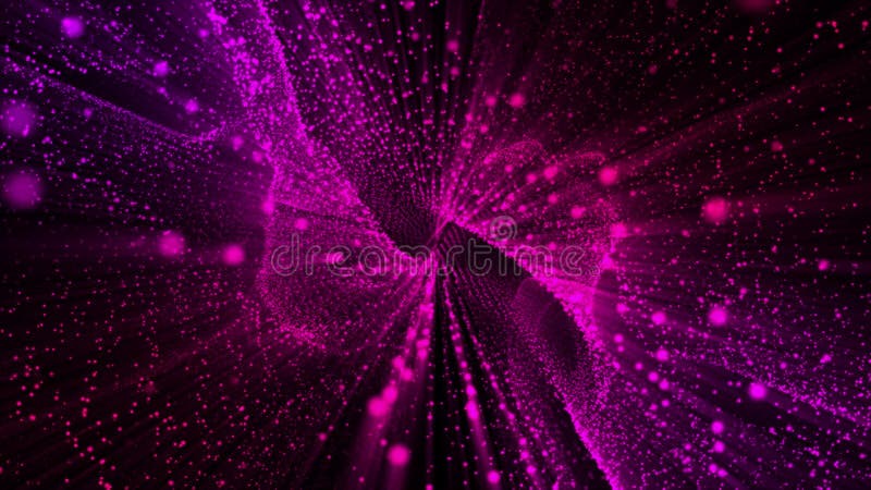 3D Abstract Digital Technology Animated Pink Light Particles on Black ...