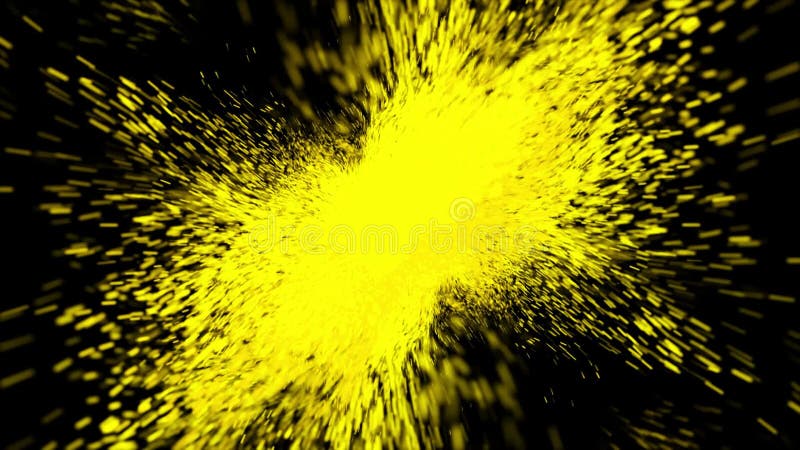 3D Abstract Digital Technology Animated Yellow Light Particles on Black ...