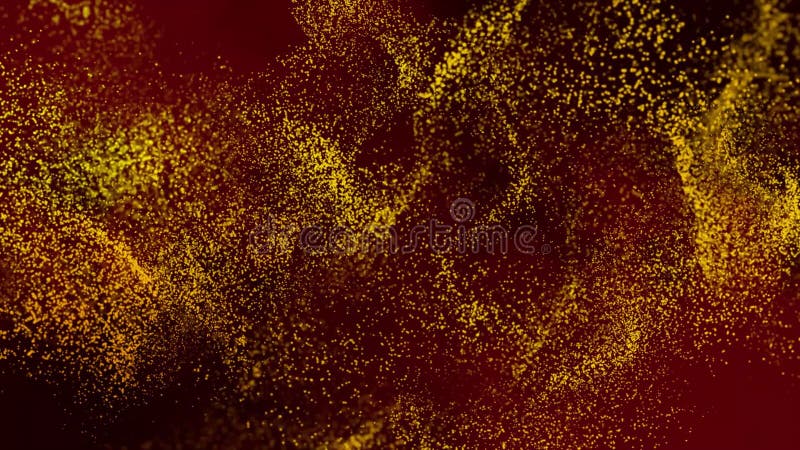 3D Abstract Digital Technology Animated Yellow-orange Light Particles ...